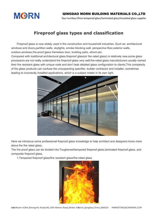 Fireproof glass types and classification | PDF