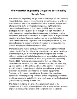 Fire protection engineering design and sustainability | PDF