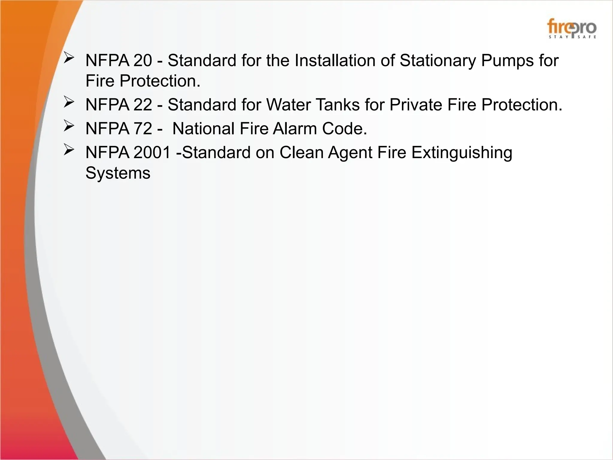 Fire Protection Standards for reference.pptx | Chemistry | Science
