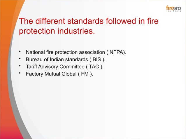 Fire Protection Standards for reference.pptx | Chemistry | Science