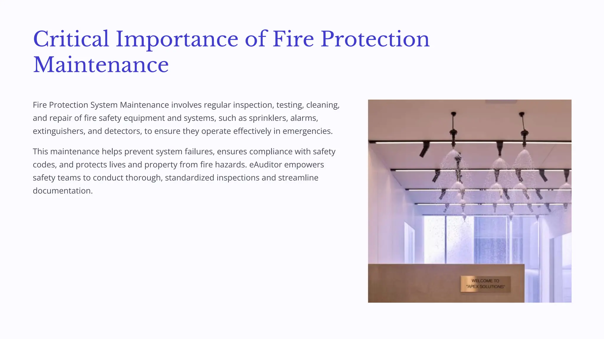 Fire Protection System Maintenance Inspection with eAuditor Audits ...