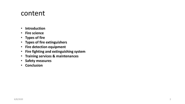 Fire protection system ppt. | PPTX | Chemistry | Science