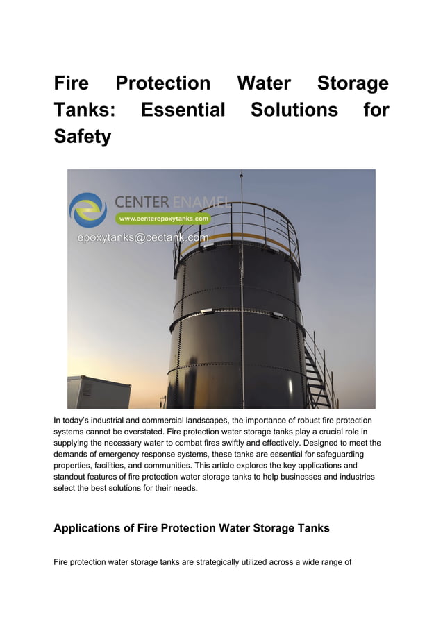 Fire Protection Water Storage Tanks_ Essential Solutions for Safety.docx