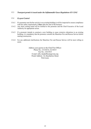 Fire regulation service sector Mauritius | PDF