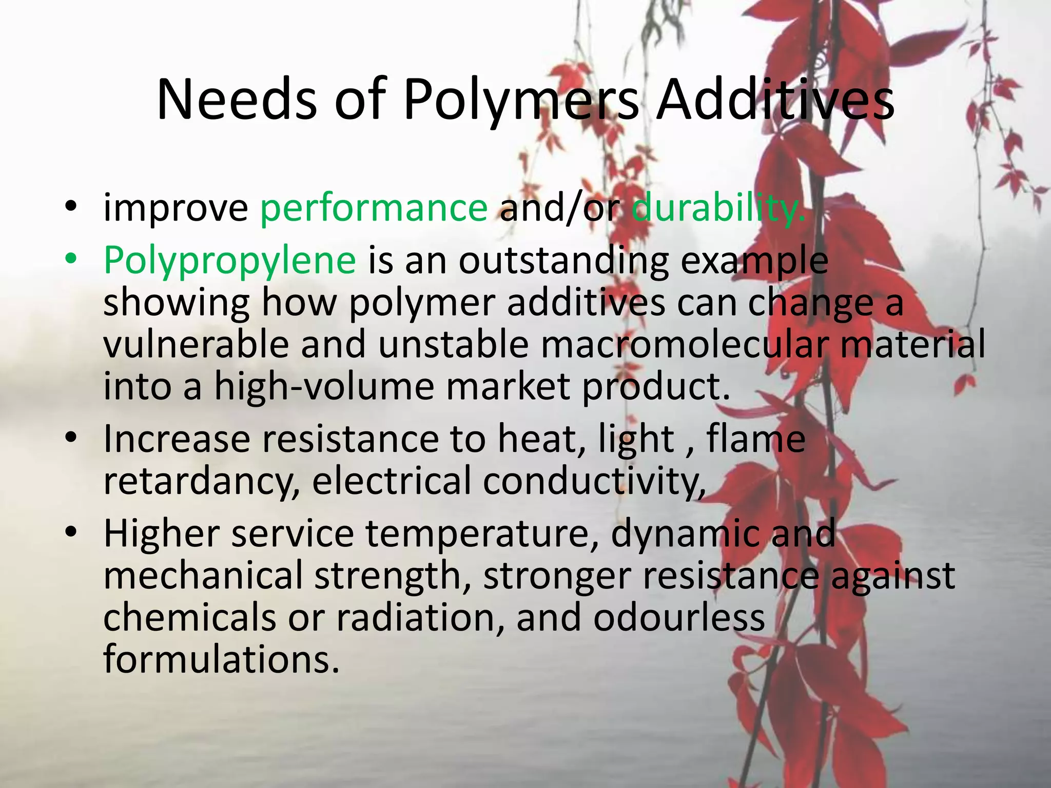 Fire retardant and environmental impact of polymer additives | PPTX