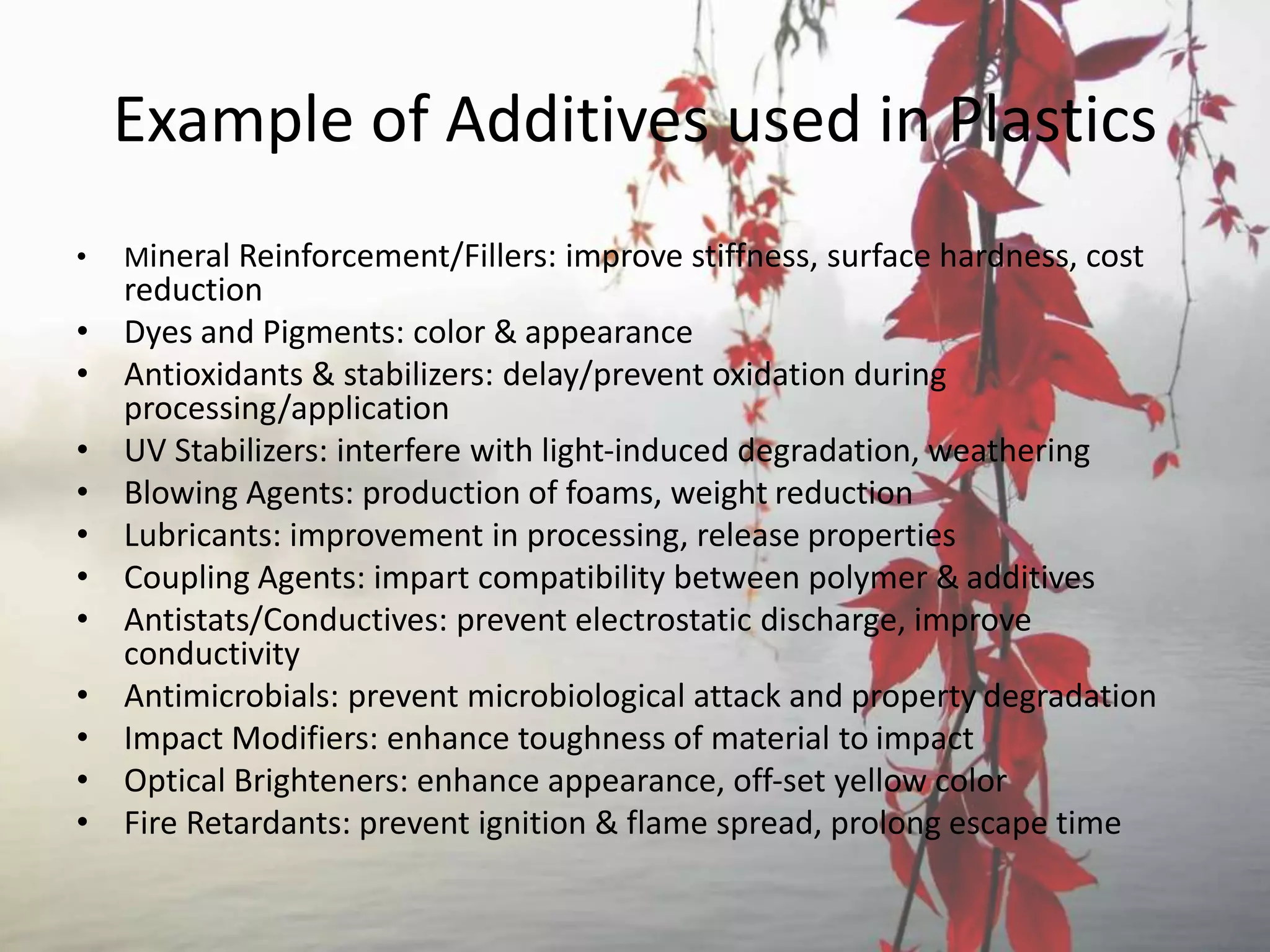 Fire retardant and environmental impact of polymer additives | PPTX