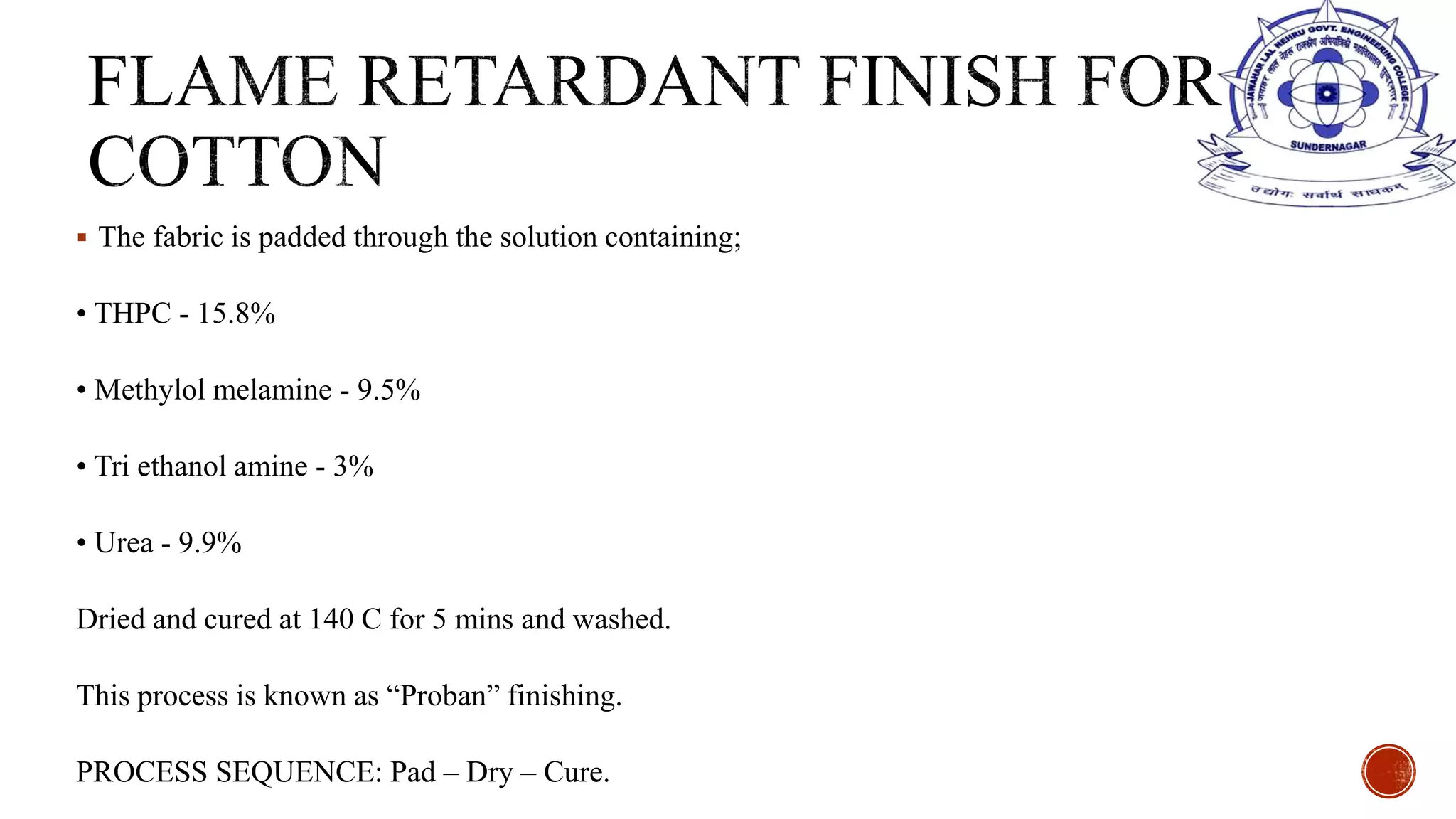 Fire retardant finish | PPTX