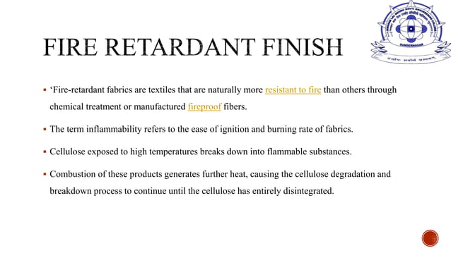 Fire retardant finish | PPTX | Chemistry | Science