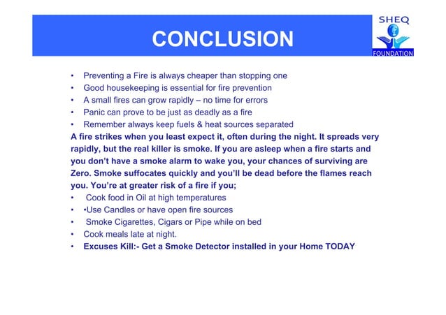 SHEQ FOUNDATION Fire safety | PPT