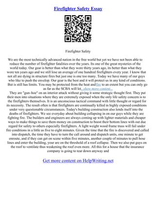 Fire Safety Essay | PDF | Home Security | Home & Garden