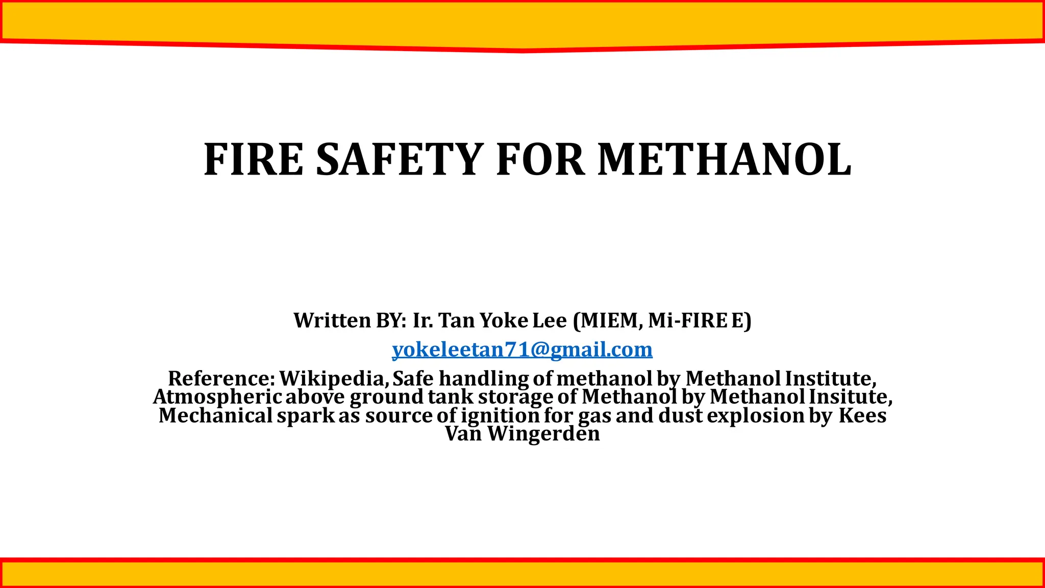 Fire safety for methanol explanation of safety measurements | PDF