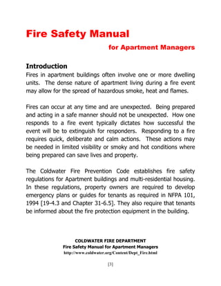 Fire safety manualforaptmgrs | PDF