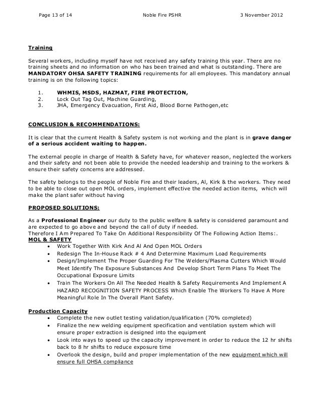 Fire Safety Report Nov 2 2012