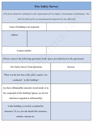 Fire Safety Survey Fillable PDF Template | PDF
