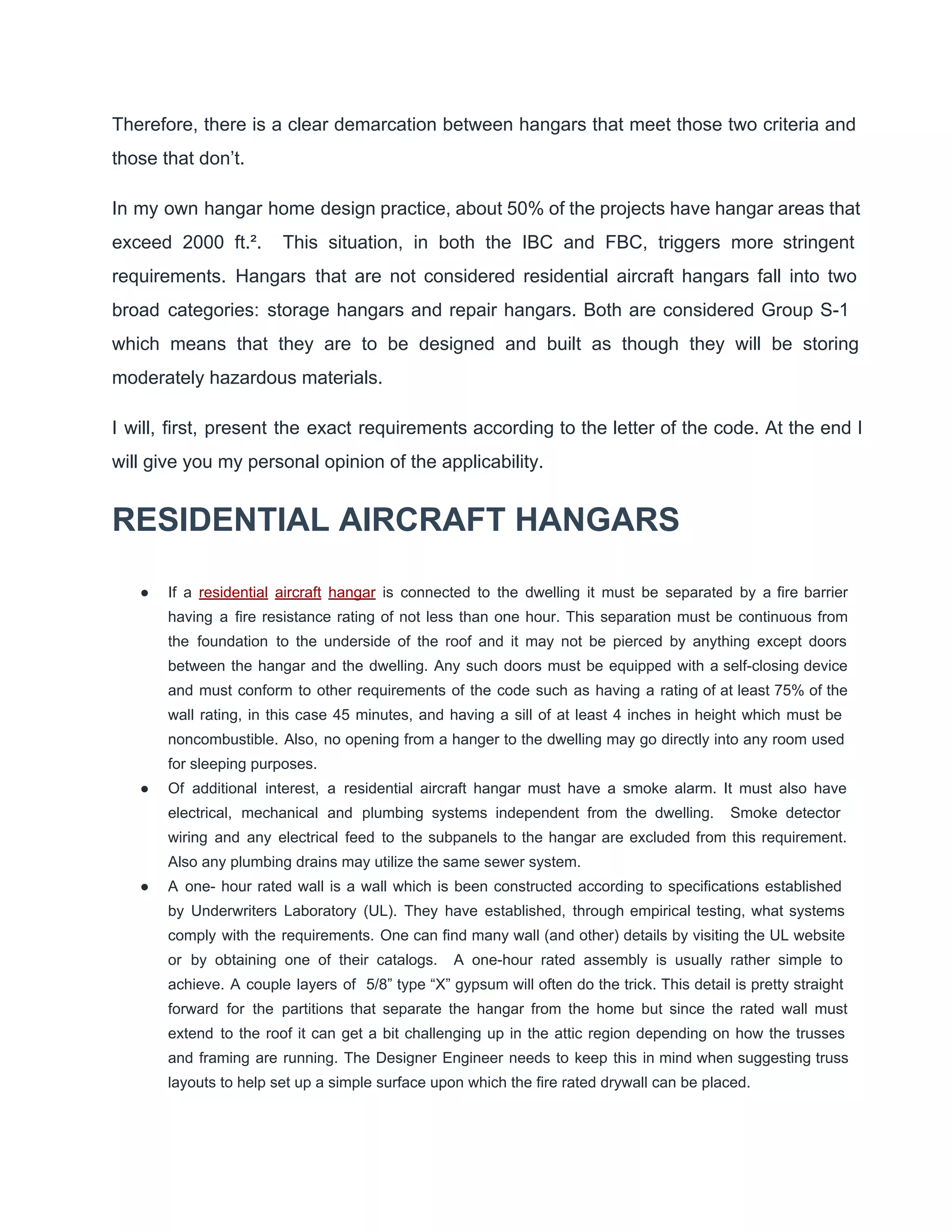 Fire separation requirements in hangar home design and construction | PDF