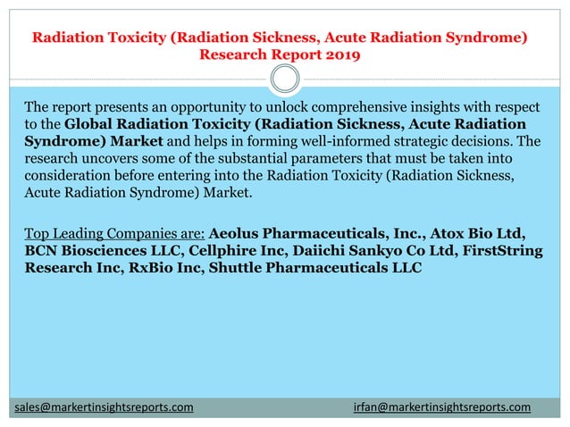 Radiation Toxicity (Radiation Sickness, Acute Radiation Syndrome ...