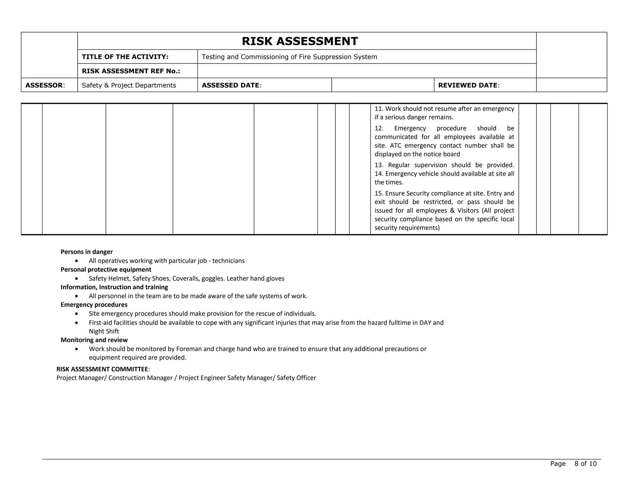 Fire Suppression System Risk assessment file | DOC