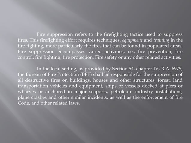 Suppression of Fire under Fire Arson Investigation | PPT