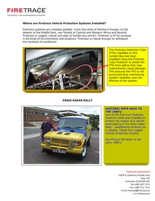 Firetrace Vehicle Protection 01 | PDF | Auto Safety Technologies | Auto ...