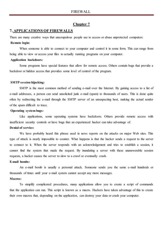 Firewall final (fire wall) | DOCX | Internet | Computing