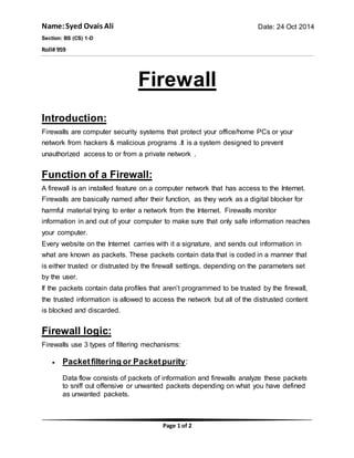 Firewall | DOCX | Internet | Computing