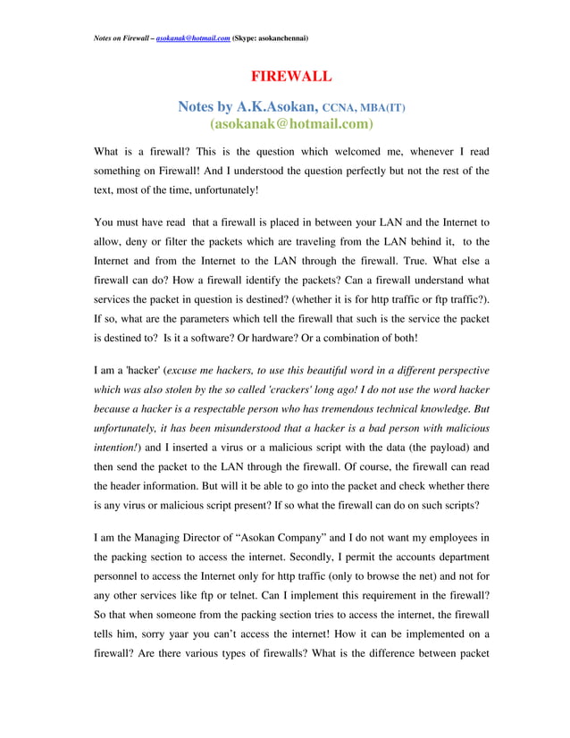 Firewall notes | PDF