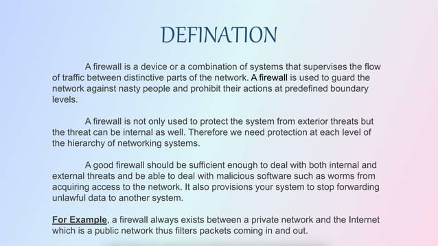 FIREWALL PROJECT.pptx BY SAKSHI SOLAPURE | PPTX | Internet | Computing
