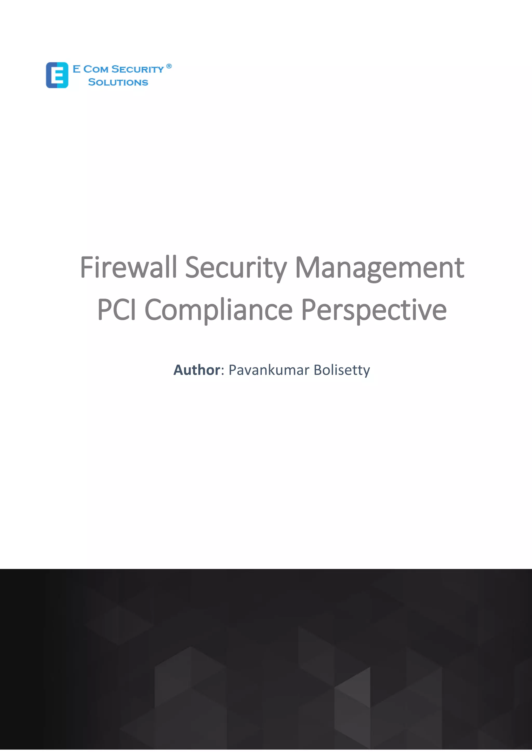 E Com Security solutions hand book on Firewall security management in ...