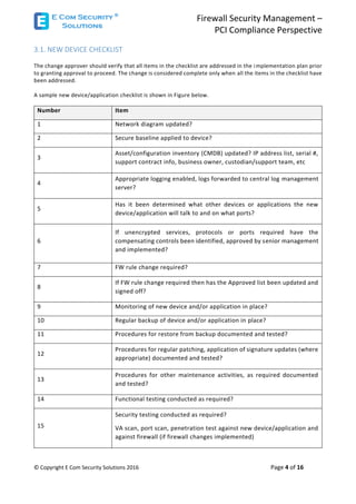 E Com Security solutions hand book on Firewall security management in PCI Compliance perspective ...