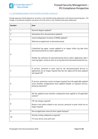 E Com Security solutions hand book on Firewall security management in PCI Compliance perspective ...
