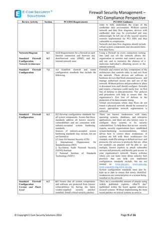 E Com Security solutions hand book on Firewall security management in PCI Compliance perspective ...