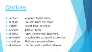 Firewalls rules using iptables in linux | PPT