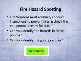 Fire Warden Spot the Hazards training slides | PPTX