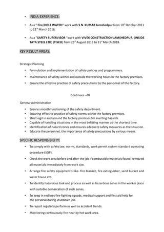 fire watch CV for mechanical construction work | PDF