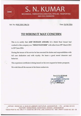 fire watch CV for mechanical construction work | PDF