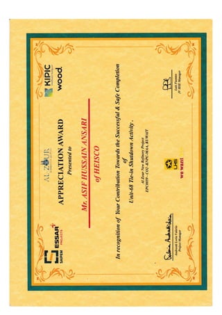 fire watch CV for mechanical construction work | PDF