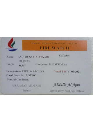 fire watch CV for mechanical construction work | PDF