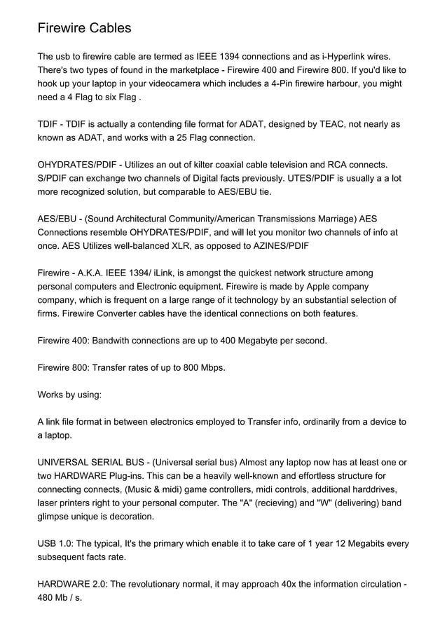 Firewire Cables | PDF