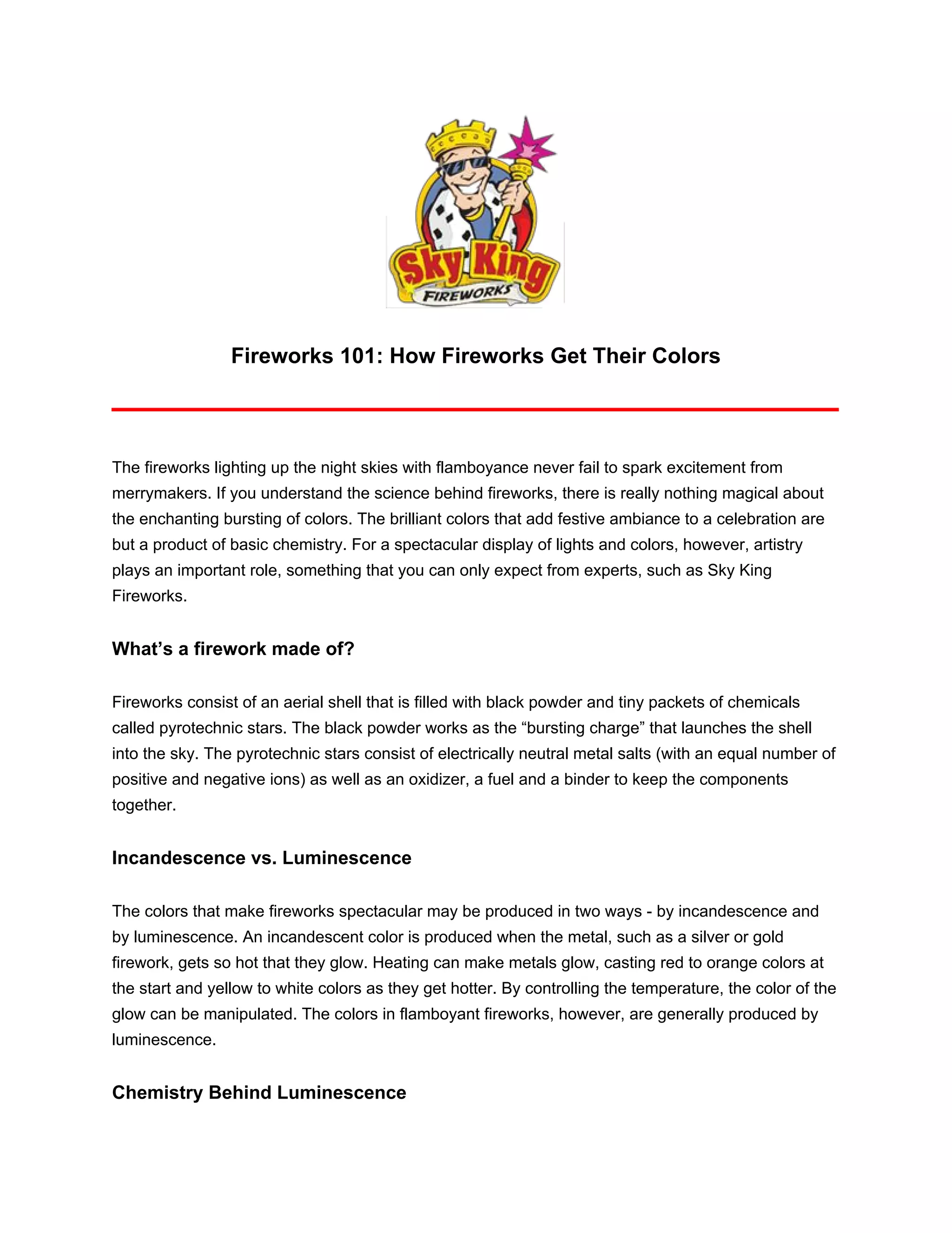 Fireworks 101: How Fireworks Get Their Colors | PDF | Chemistry | Science