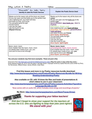 Firework Poetic Devices Activity | PDF