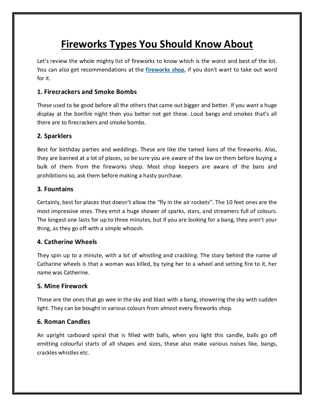 Fireworks types you should know about