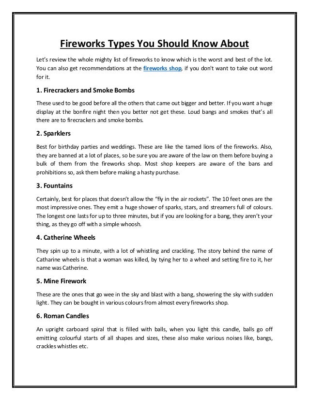 Fireworks types you should know about