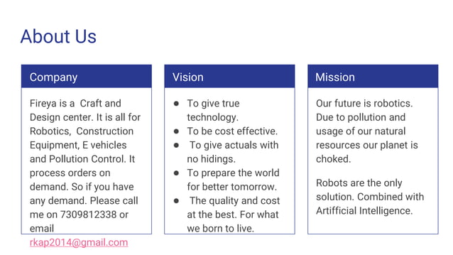fireya robotics.pptx | Robotics | Technology & Computing