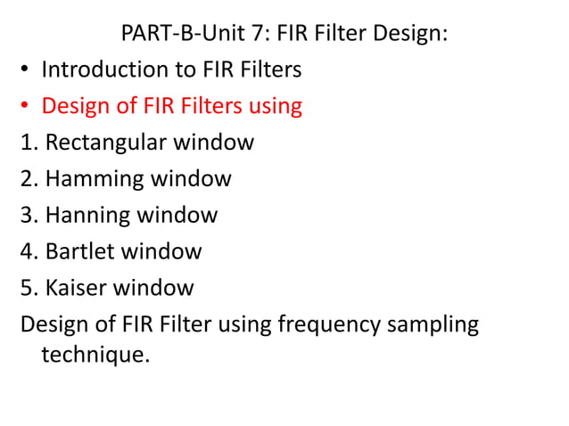 FIR Filter Design.pptx | Technology & Computing
