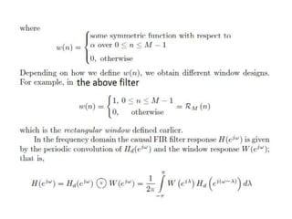 Fir filter design (windowing technique) | PPTX