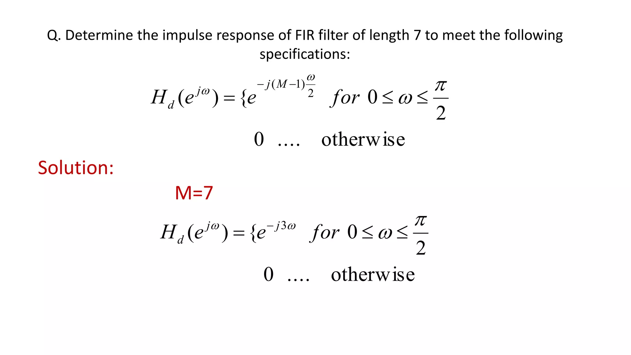 Fir filter design using Frequency sampling method | PPTX