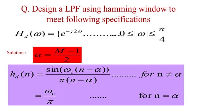 Fir Filter Design Using Windows Ppt