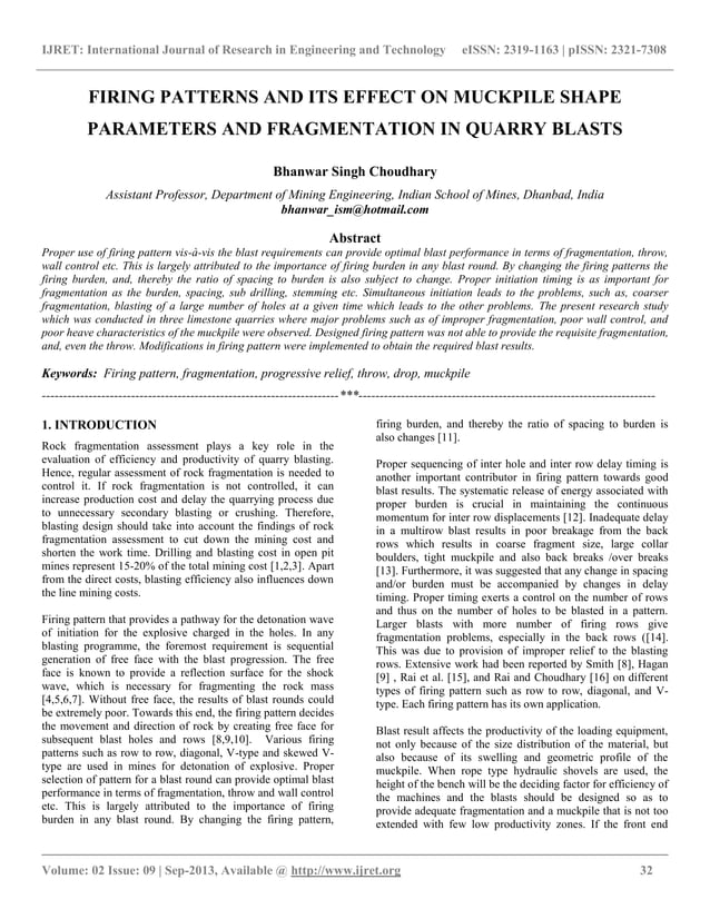 Firing patterns and its effect on muckpile shape parameters and ...