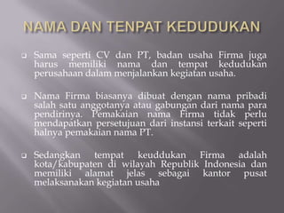 Firma "BENTUK-BENTUK BADAN USAHA" | PPTX