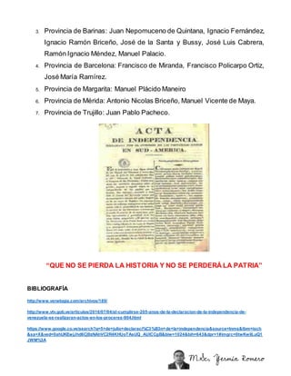 5 DE JULIO DE 1811 FIRMA DEL ACTA DE INDEPENDENCIA DE VENEZUELA pdf | PDF